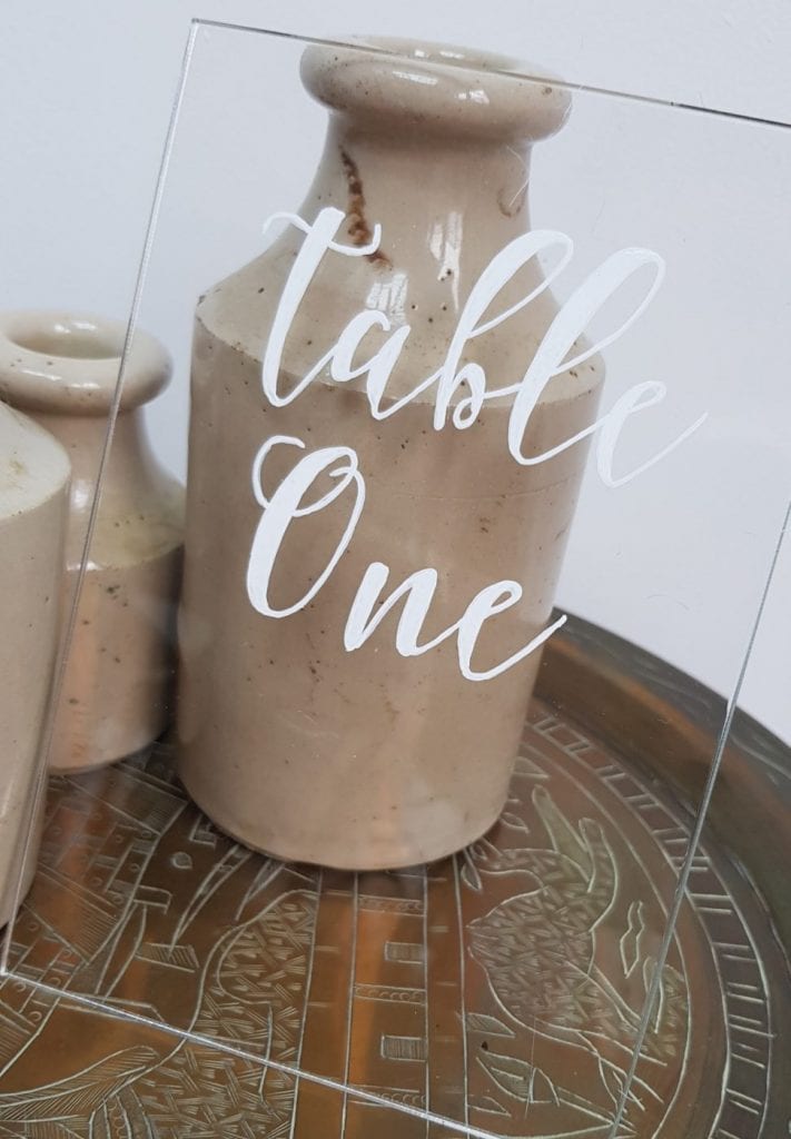 Perspex table numbers – Ivy Floral Events